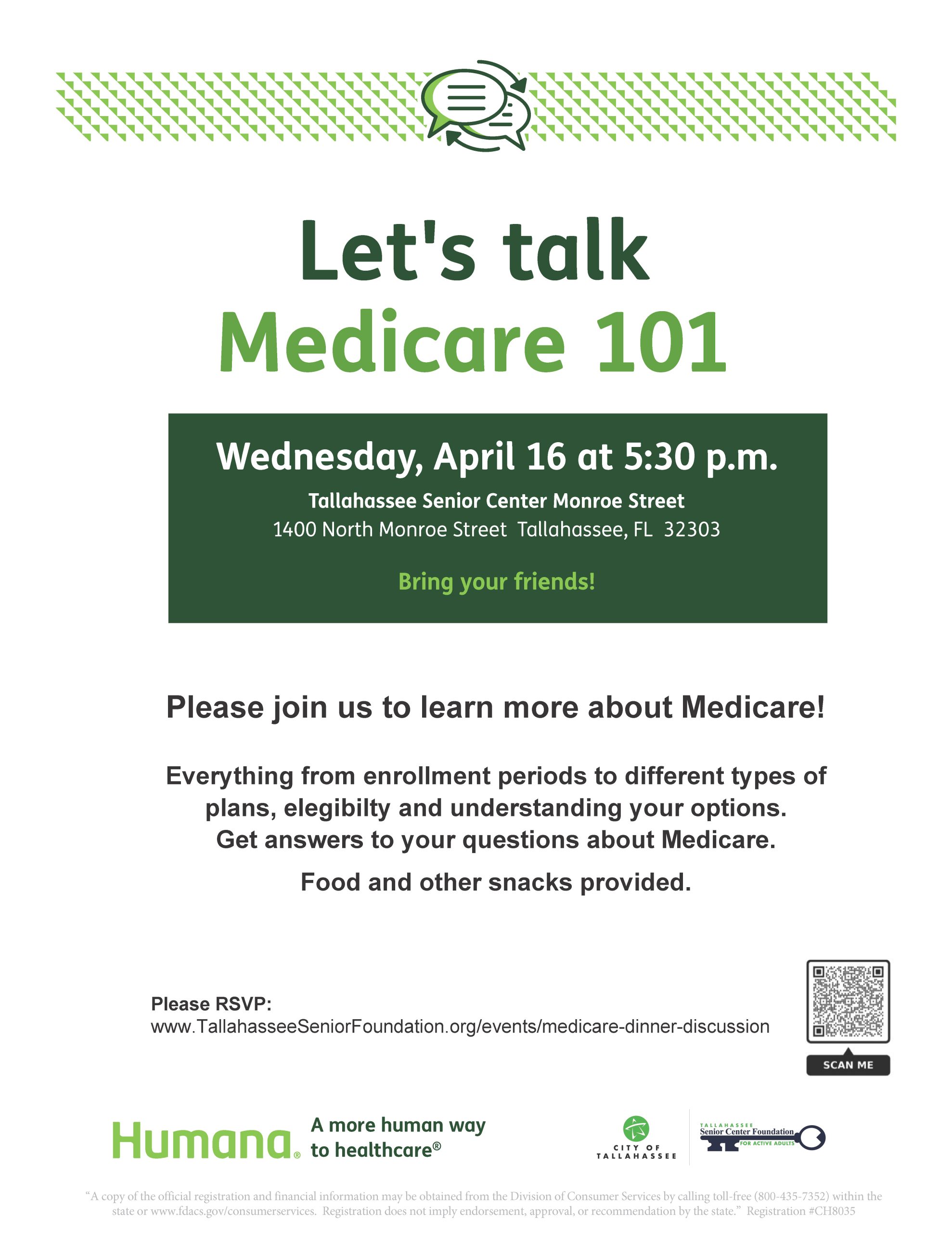 Medicare 101 Dinner & Discussion - Tallahassee Senior Center Foundation
